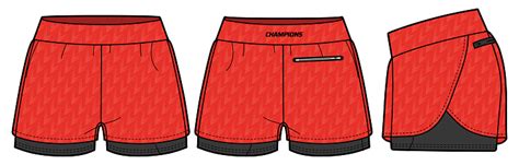 여성 운동 러닝 트레일 반바지 디자인 플랫 스케치 패션 일러스트 레이 션 소녀와 숙녀를위한 일러스트레이션 액티브 웨어를 추적하기위한 앞뒤보기가있는 운동 반바지 개념 레깅스에