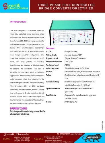 rectifier trainer kit for laboratories experiment model name number