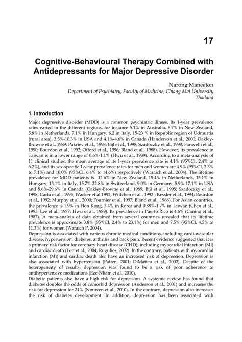 Pdf Cognitive Behavioural Therapy Combined With Antidepressants For