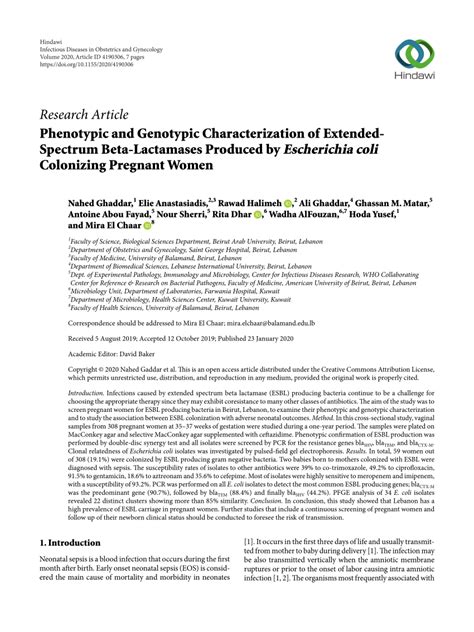 Pdf Phenotypic And Genotypic Characterization Of Extended Spectrum Beta Lactamases Produced By