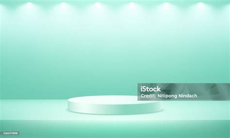 연단이 있는 녹색 배경 벡터 3d 빈 파란색과 녹색 스튜디오 방 배경입니다 벡터 일러스트 레이 션 0명에 대한 스톡 벡터 아트 및 기타 이미지 Istock