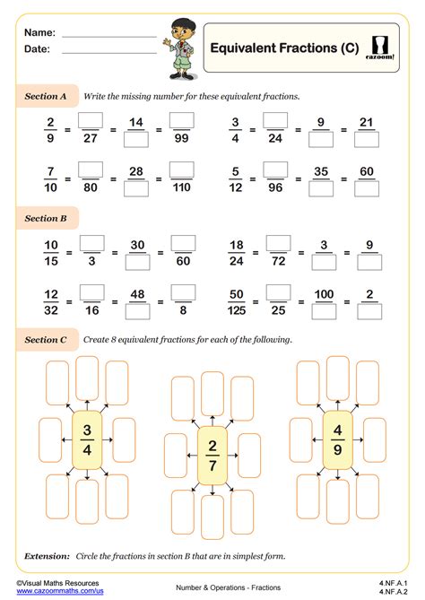 Equivalent Fractions C Th Grade PDF Number And Operations Worksheets Library