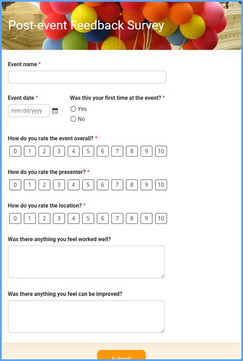 Post Event Feedback Survey Template Formsite