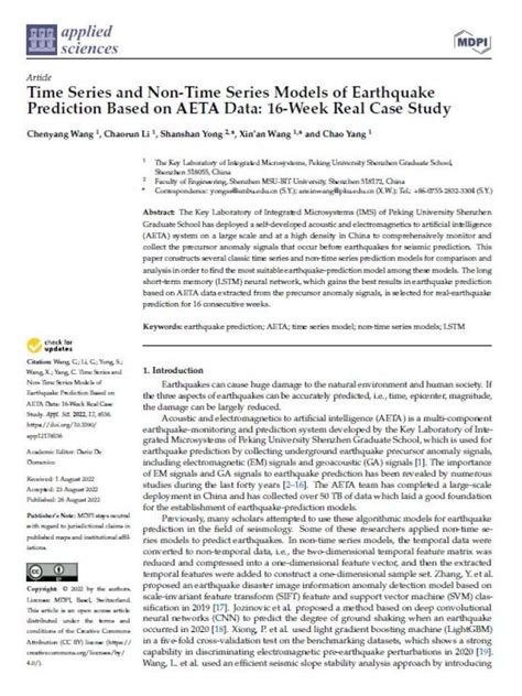 Time Series And Non Time Series Models Of Earthquake Prediction Based