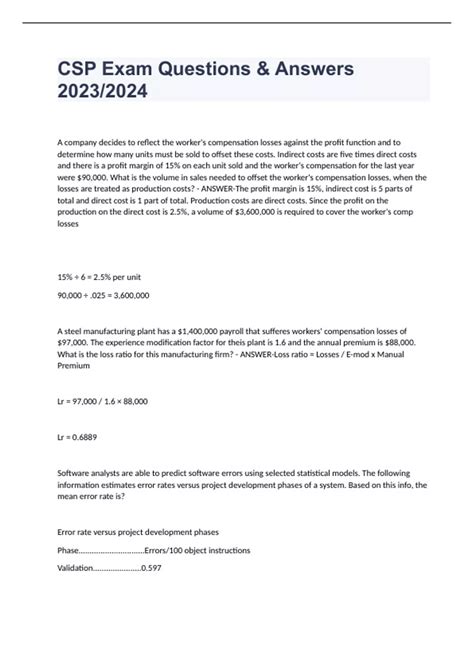Csp Exam Questions And Answers 2023 2024 Csp Stuvia Us