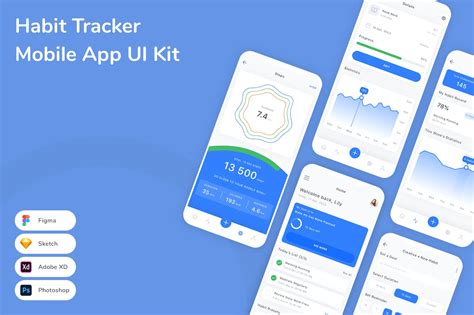 习惯跟踪移动应用app Ui Kit Sketch Fig Xd Psd 云瑞设计