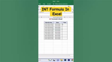 Int Formula In Excel Excel Advanceexcel Shorts Viralvideo