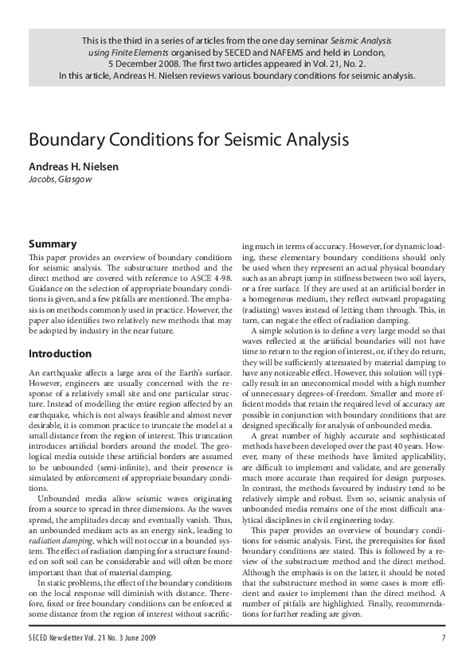 Pdf Boundary Conditions For Seismic Analysis