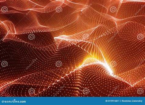 3d Rendering Abstract Polygonal Low Poly Wave Background With Connecting Dots And Lines
