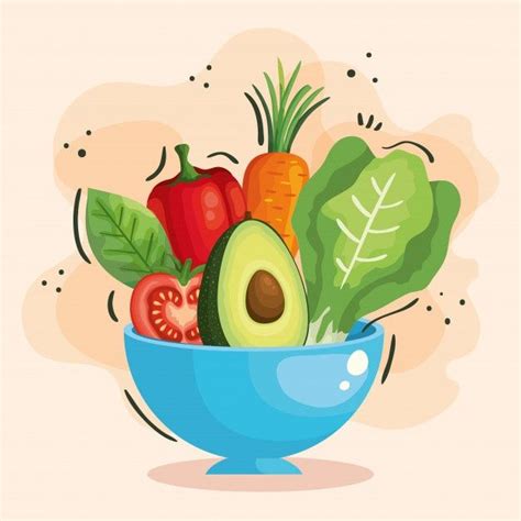 Premium Vector Bowl With Fresh And Healthy Vegetables Ilustración