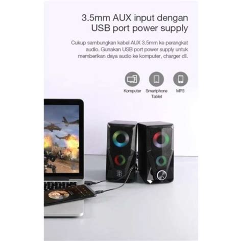 Promo Speaker Gaming Rgb Gamen 3 5mm Aux Stereo Rs200 Diskon 20 Di Seller Hoki Tiam