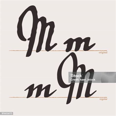 문자 M 로고 중세 스크립트 유형입니다 독창적이고 규칙적인 서예 중세 고딕 세트입니다 모노그램에 대한 스톡 벡터 아트 및 기타 이미지 Istock