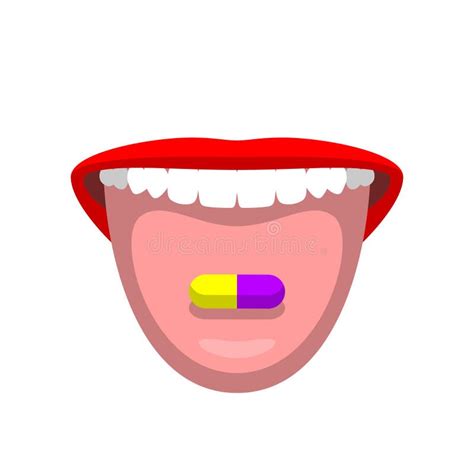 Pill On Tongue Stock Vector Illustration Of Feeling 10490412