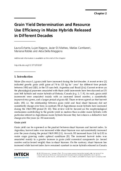 Pdf Grain Yield Determination And Resource Use Efficiency In Maize