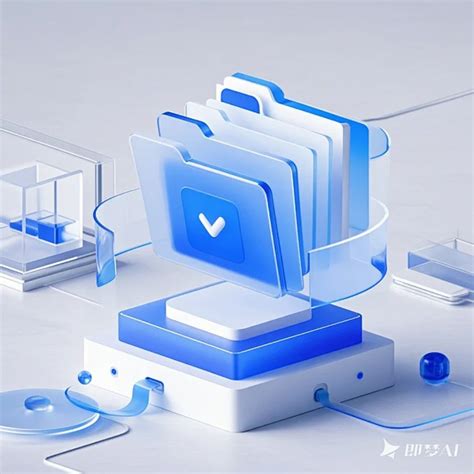 一个文件事项图标，蓝色，磨砂玻璃，透明科技感，工业设计，白色背景，工作室灯光，3d，c4d，blend，oc，pinterest，dribble，高质量，8k 花瓣网