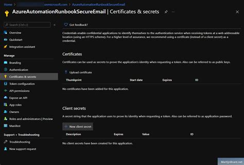 Securely Email From Azure Automation Runbook Keyvault