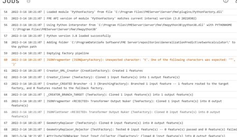 Json Fragmenter Works Fine In Fme Workbench But Throws An Unexpected
