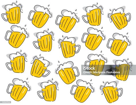 맥주 머그잔의 색상 벡터 이미지입니다 거품을 많이 마셔 생맥주 맥주 머그잔의 팝 아트 포스터 0명에 대한 스톡 벡터 아트 및