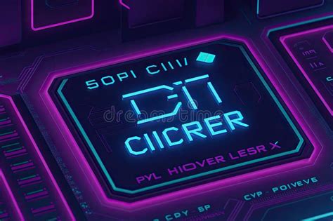 Circuit Board Chip Processor Mainboard And Code Programmer Blue And Pink Neon Light Effect