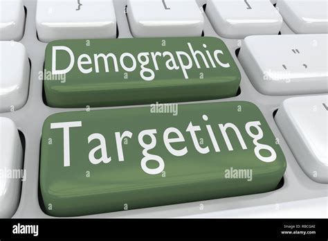 3d Illustration Of Computer Keyboard With The Script Demographic Targeting On Two Adjacent