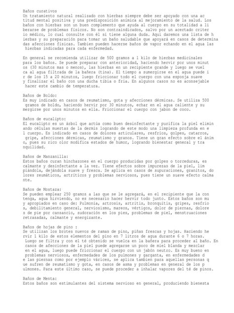 Baños Curativos Pdf Agua Especialidades Medicas
