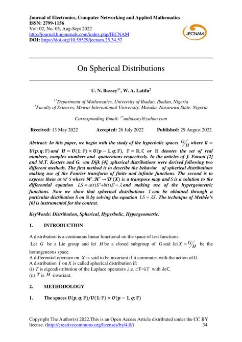 Pdf On Spherical Distributions