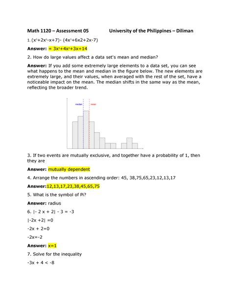 Math Assessment Test These Are Some Example Of Math Exam Math 1120 Assessment 05