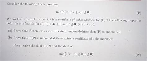 Solved Consider The Following Linear