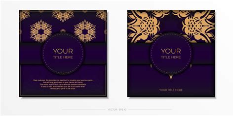 빈티지 인도 장식품 고급스러운 보라색 사각형 엽서 템플릿 인쇄 및 타이포그래피에 적합한 우아하고 클래식한 벡터 요소 0명에 대한 스톡 벡터 아트 및 기타 이미지 Istock