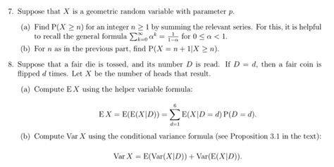Solved Suppose That X Is A Geometric Random Variable With Chegg Com