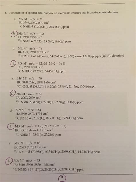 Solved For Each Set Of Spectral Data Propose An Acceptable Chegg