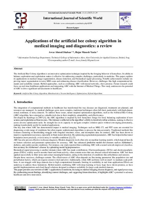 Pdf Applications Of The Artificial Bee Colony Algorithm In Medical