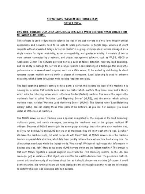 Load Balancing Web Server Networking System Side Projects In Dotnet Vc Pdf Load