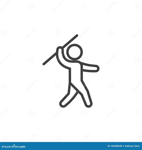 Javelin Thrower Line Icon Stock Vector Illustration Of Spear