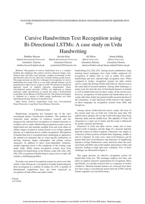 Pdf Cursive Handwritten Text Recognition Using Bi Directional Lstms