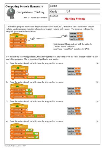 Scratch Programming Computational Thinking Homework 2 Teaching