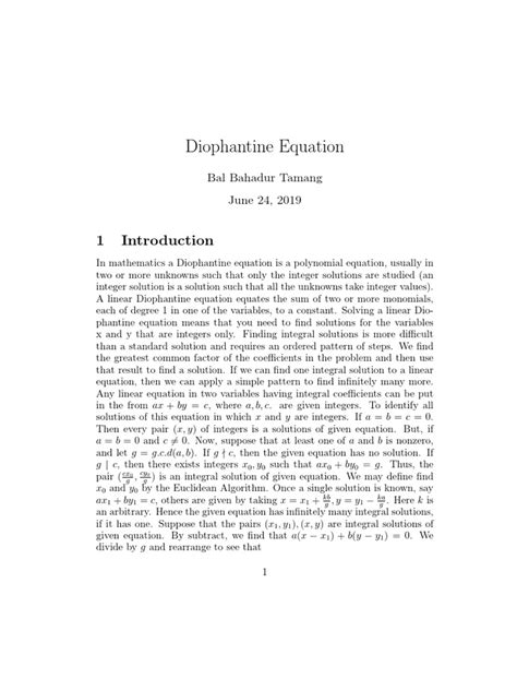 An Introduction To Solving Linear Diophantine Equations Through Finding The Greatest Common