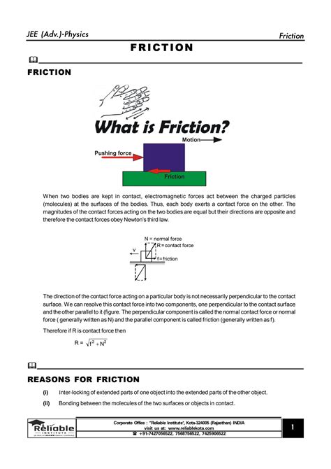 Solution Friction Sheet Final Studypool
