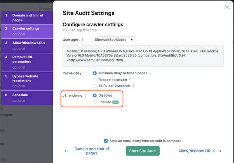 Configuring Site Audit