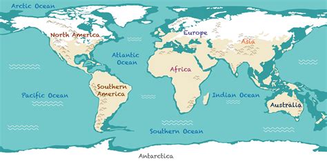 World Map With Oceans And Seas