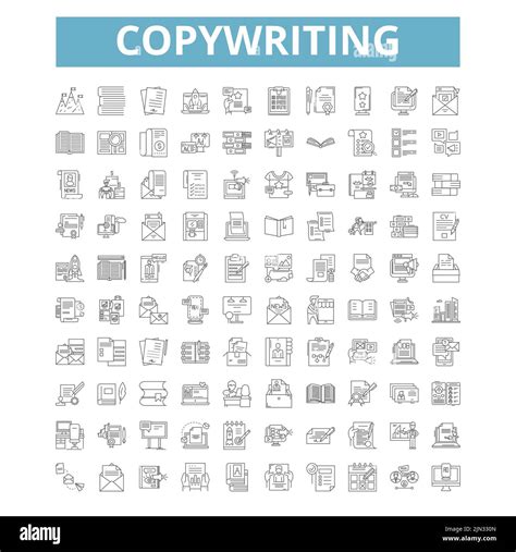 Copywriting Icons Line Symbols Web Signs Vector Set Isolated Illustration Stock Vector Image