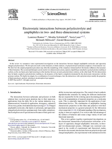 Pdf Electrostatic Interactions Between Polyelectrolyte And Amphiphiles In Two And Three