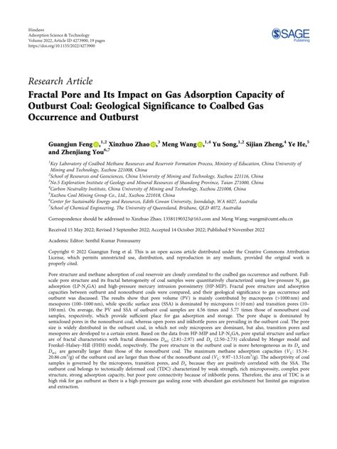Pdf Fractal Pore And Its Impact On Gas Adsorption Capacity Of Outburst Coal Geological