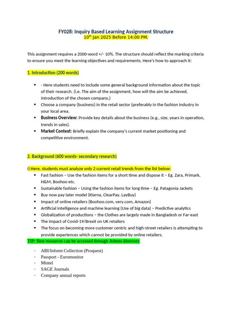 Retail Fashion Inquiry Assignment Guide Pdf Fashion Retail