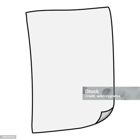 접힌 모서리가 있는 용지 시트 쓰기 사무실 공급의 빈 흰색 조각 만화 스타일의 벡터 일러스트레이션 돌기에 대한 스톡 벡터 아트 및 기타 이미지 Istock