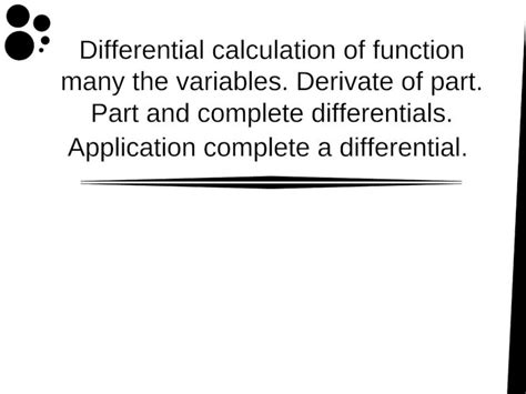 Ppt Differential Calculation Of Function Many The Variables Derivate Of Part Part And