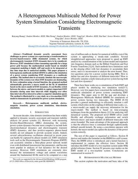 Pdf A Heterogeneous Multiscale Method For Power System Simulation