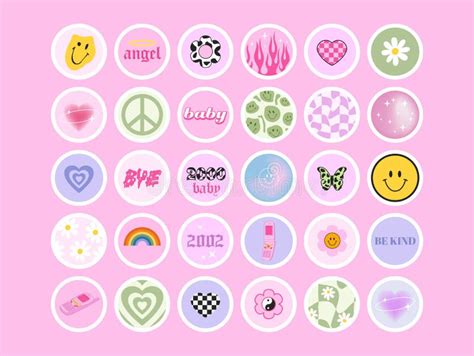 Y2k Trendy Icons Social Media Highlights Covers Cute Y2k Stickers
