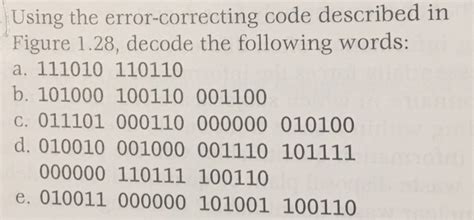 Using The Error Correcting Code Described In Figure