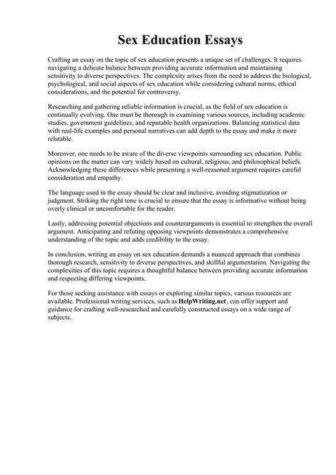 Sex Education Essays Comprehensive Sex Education Essay Example Topics And Well Written PDF